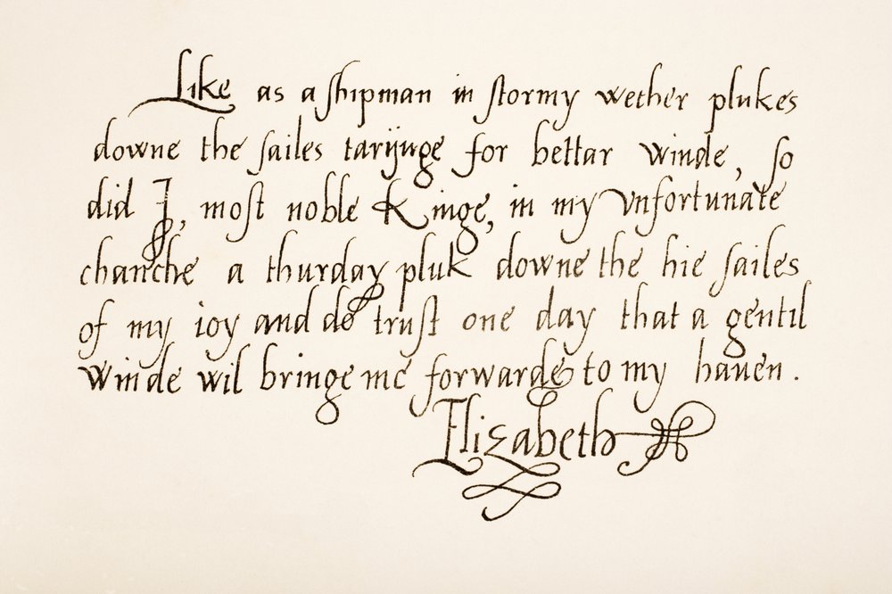 Queen Elizabeth I of England, 1533-1603. Handwriting sample
