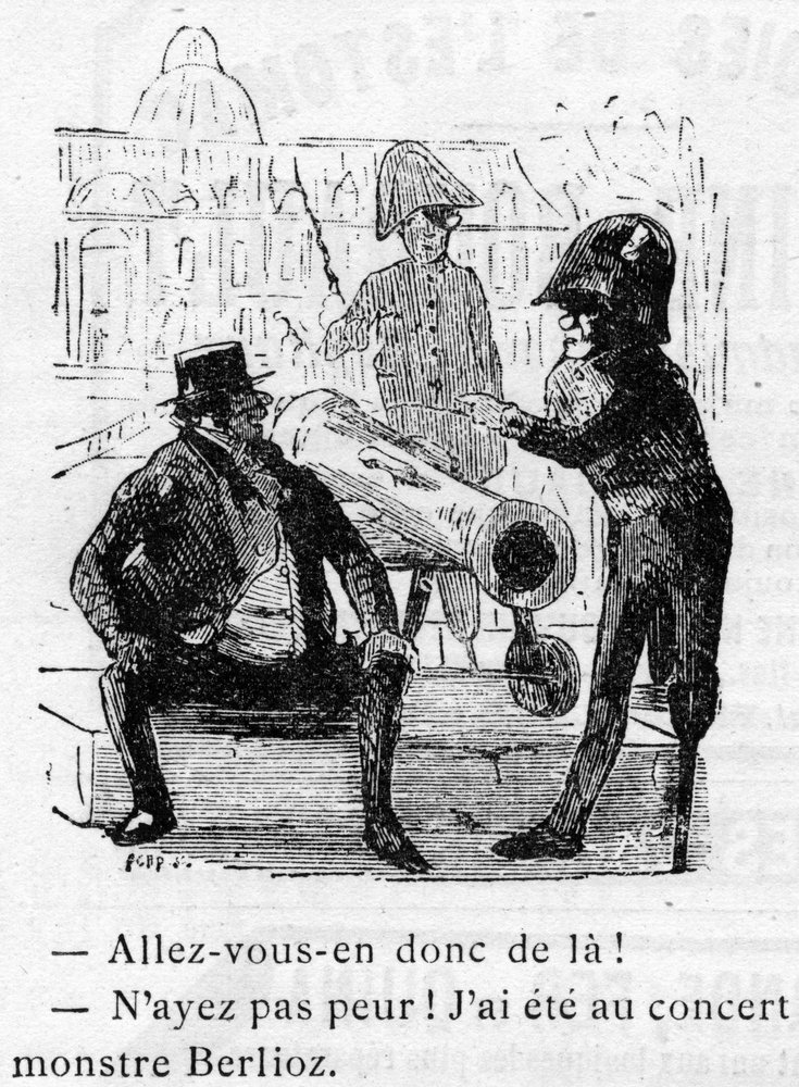 Cartoon on the work of Hector Berlioz designed by Nadar in 1856 for the ...
