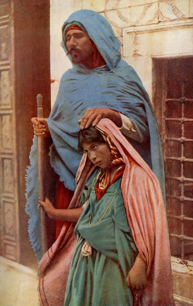 The blind beggar and his child guide by Unknown