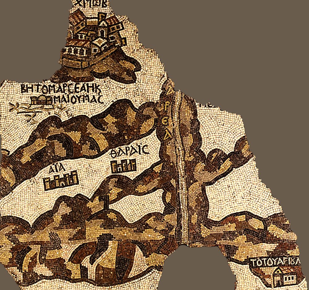 The Zared River on the Madaba Map by Byzantine School