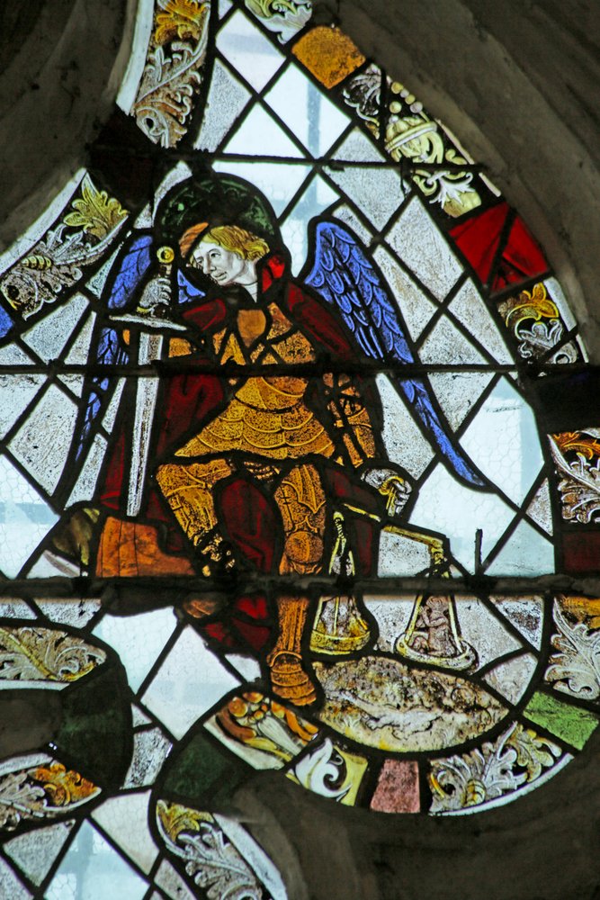 Window depicting Saint Michael with the Scales, 14th-15th century
