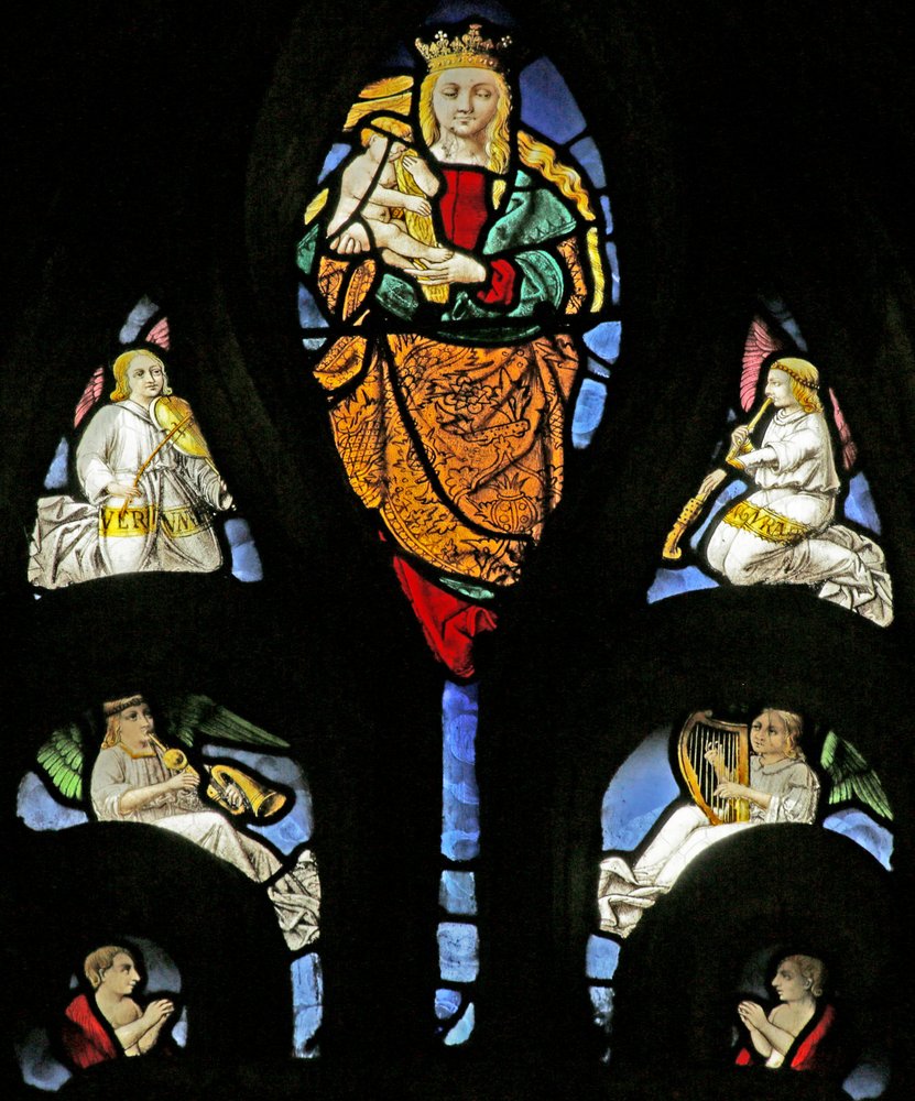 Window depicting Virgin and Child with the Christ Child carrying the ...