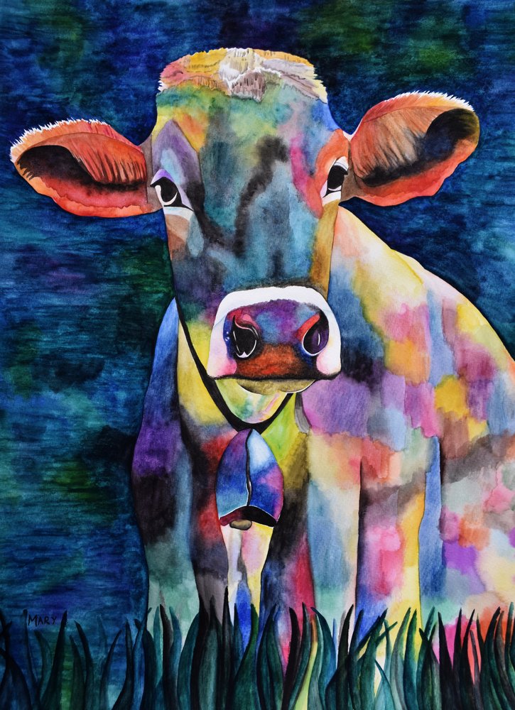 Watercolor Cow by Marys Watercolors: Buy fine art print