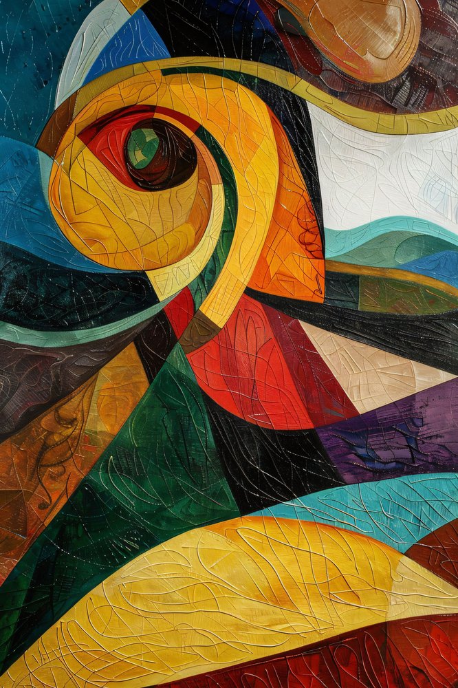 Abstract Colorful Stained Glass Pattern, Picasso inspiration