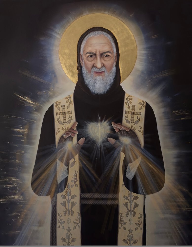 Padre Pio by Simone Amon: Highest-quality art reproduction