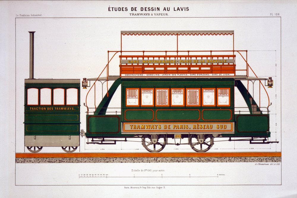 Design for a Steam Tram, plate 126 from The Industrial Practitioner ...