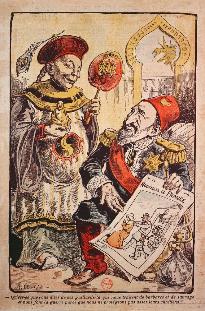 Cartoon indicting the hypocrisy and double standards of Western Europe in their criticism and ...