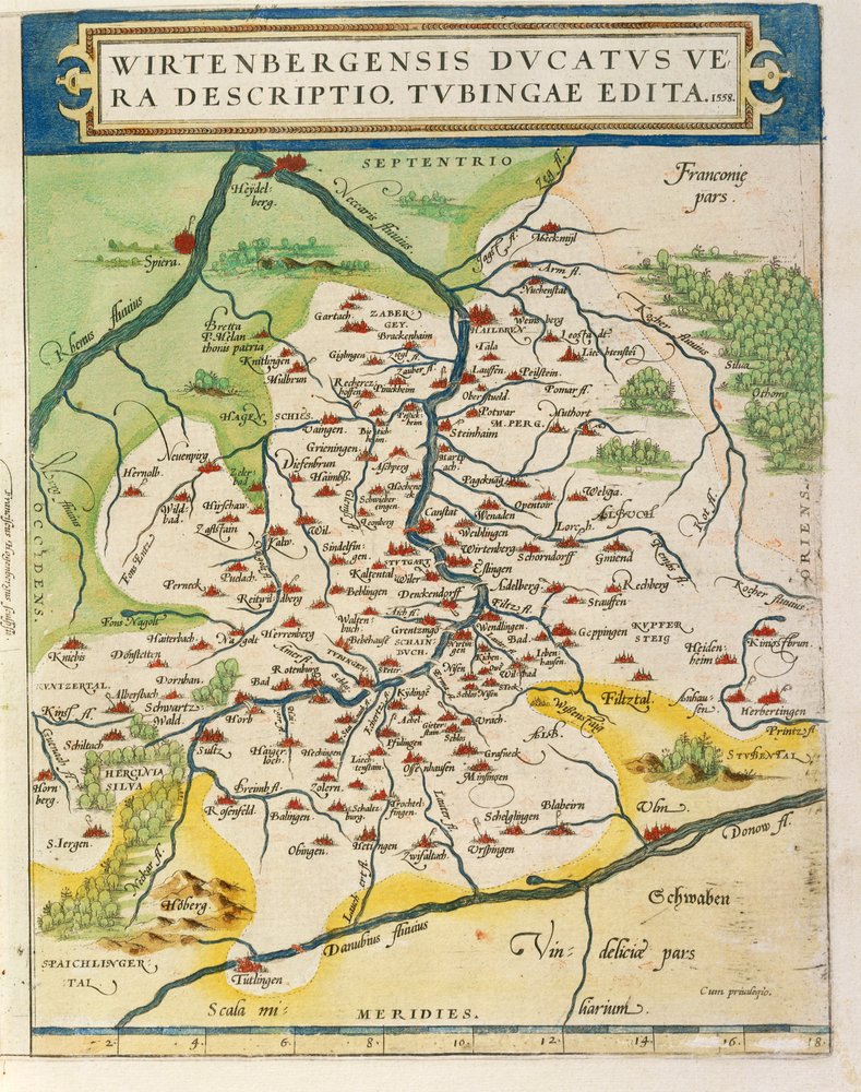 Map of Wurttemberg, from Theatrum Orbis Terrarum by Abraham Ortelius