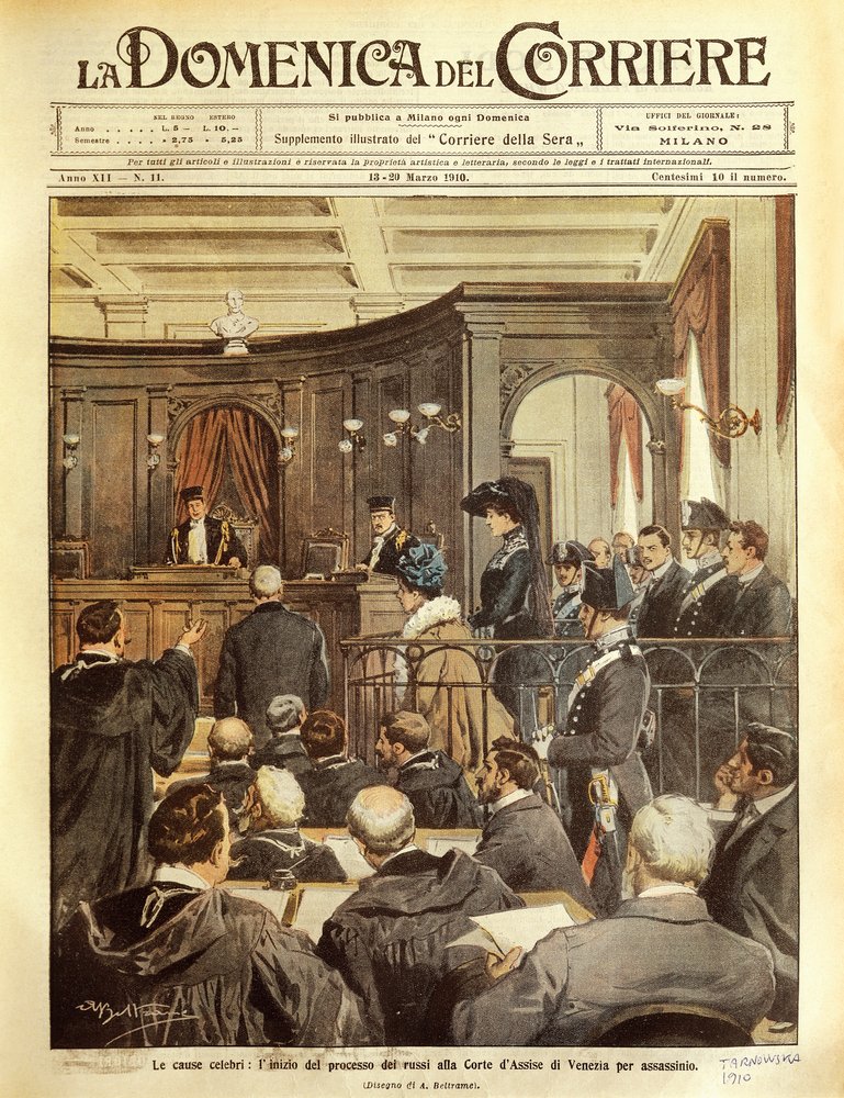 Maria Tarnowska on trial in Venice, by Achille Beltrame, illustration ...