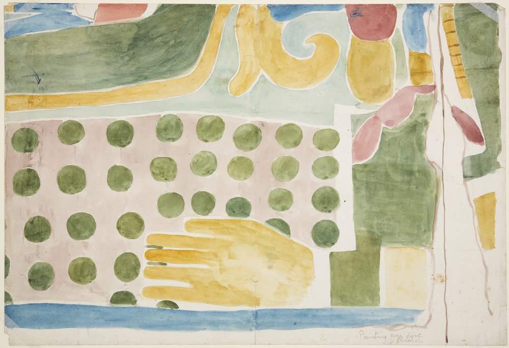 Painting of part of a mural depicting human sacrifice from over the ...