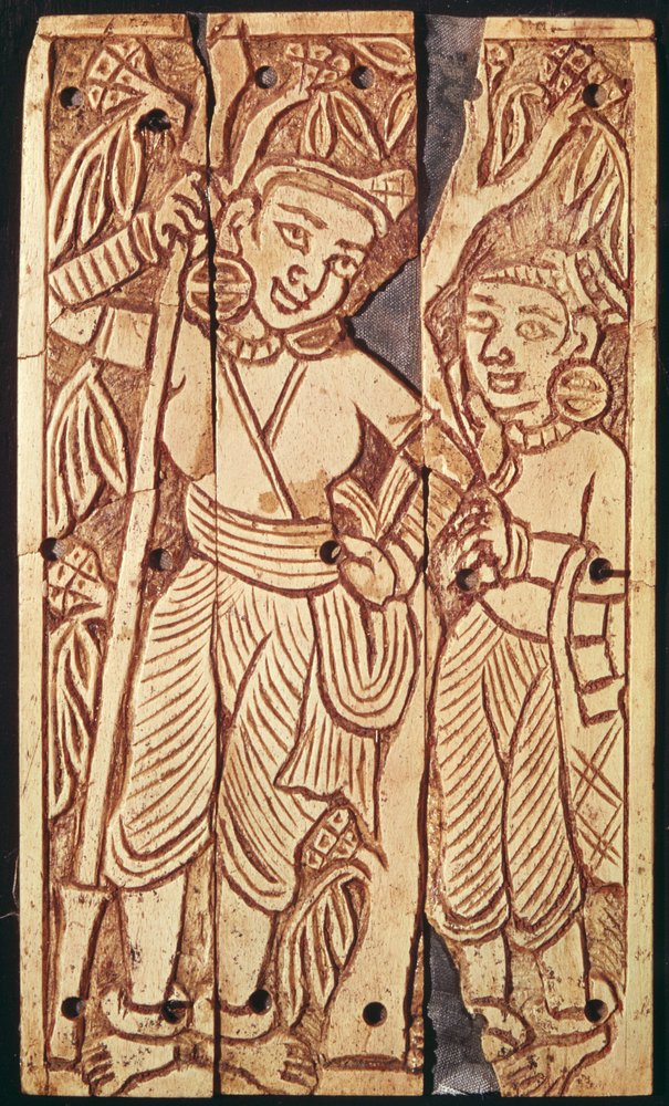 Two women under an Ashoka tree, from Begram, 1st-2nd century