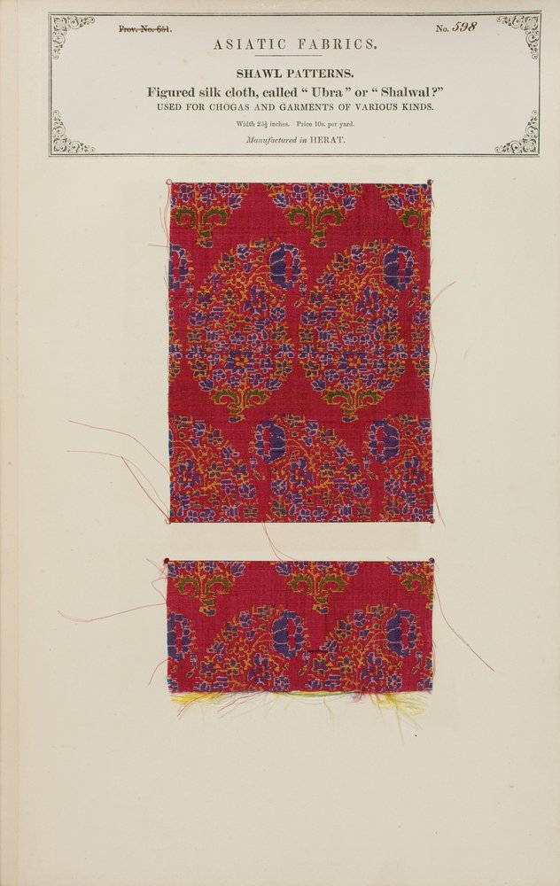 Figured silk cloth sample made in Herat, from The Collection of the ...