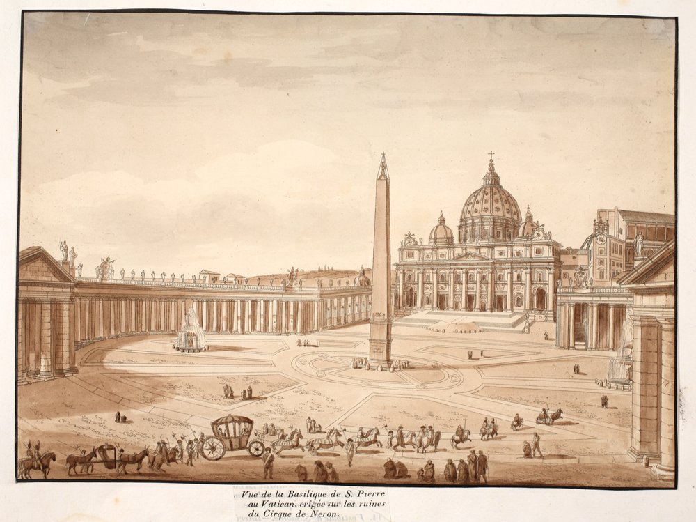 View of St. Peter's Basilica in the Vatican, built on the ruins of the ...
