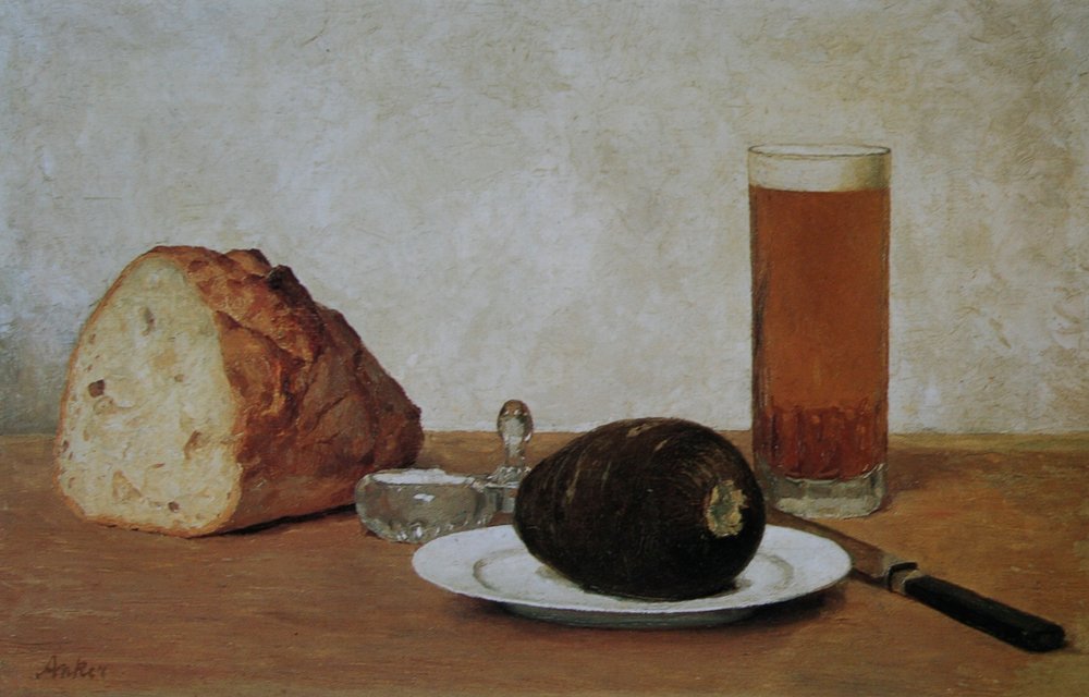 Still Life Beer and Radish by Albert Anker: Fine art print