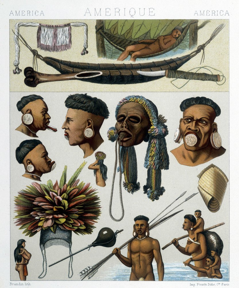 Indigenous people of Brazil and Paraguay. Illustration in 'The ...