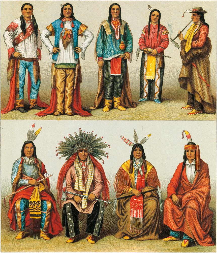 Native Americans of Mississippi and Colorado, Lithograph by Nordmann ...