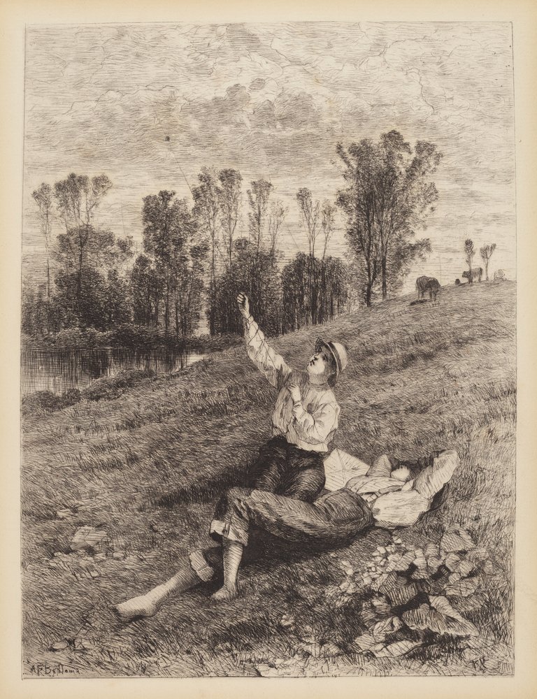 Untitled (Boys Flying a Kite) by Albert Fitch Bellows