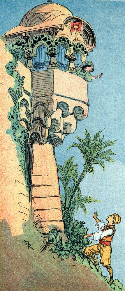 Aladdin Finds His Palace and His Wife by Albert Robida