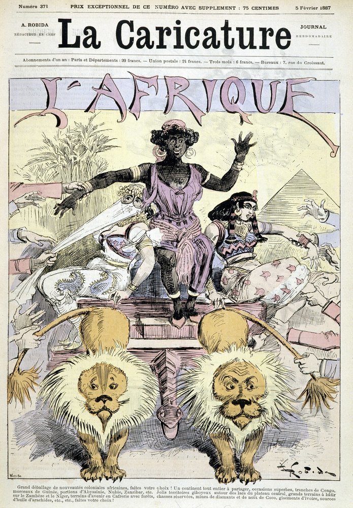 Cartoon on colonialism in Africa by Albert Robida