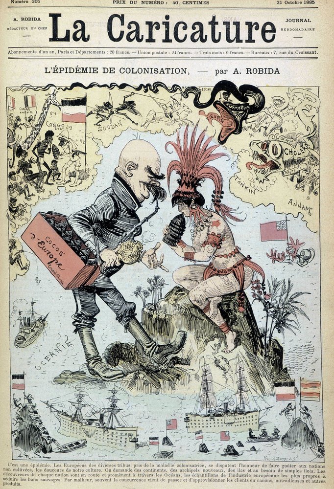 The colonization epidemic: anti-colonialist drawing by Robida - in La ...