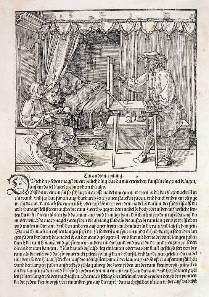 Artist Using Durer's Drawing Machine to Paint a Figure, from 'Course in ...