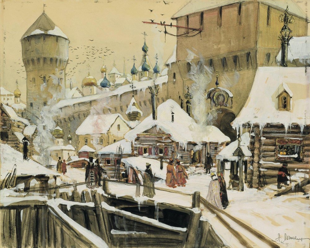 At the Walls of the Moscow Kremlin in the 17th Century