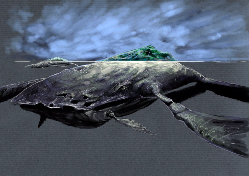 Representation of a Zaratan, Monstrous Sea Turtle Resembling an Island
