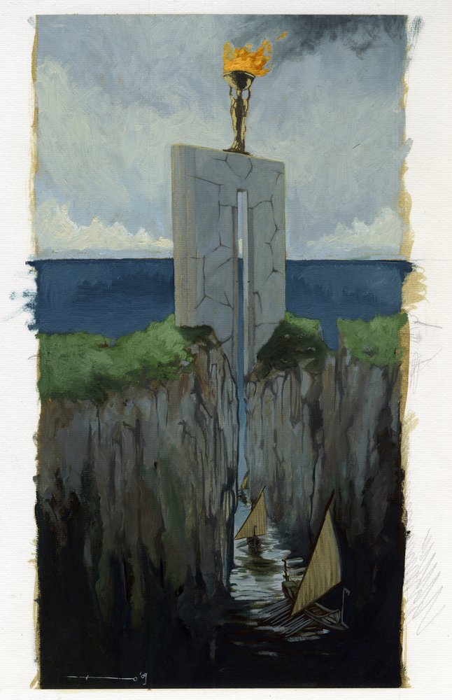 Illustration of the myth of Atlantis: the gateway to the Greek city of ...