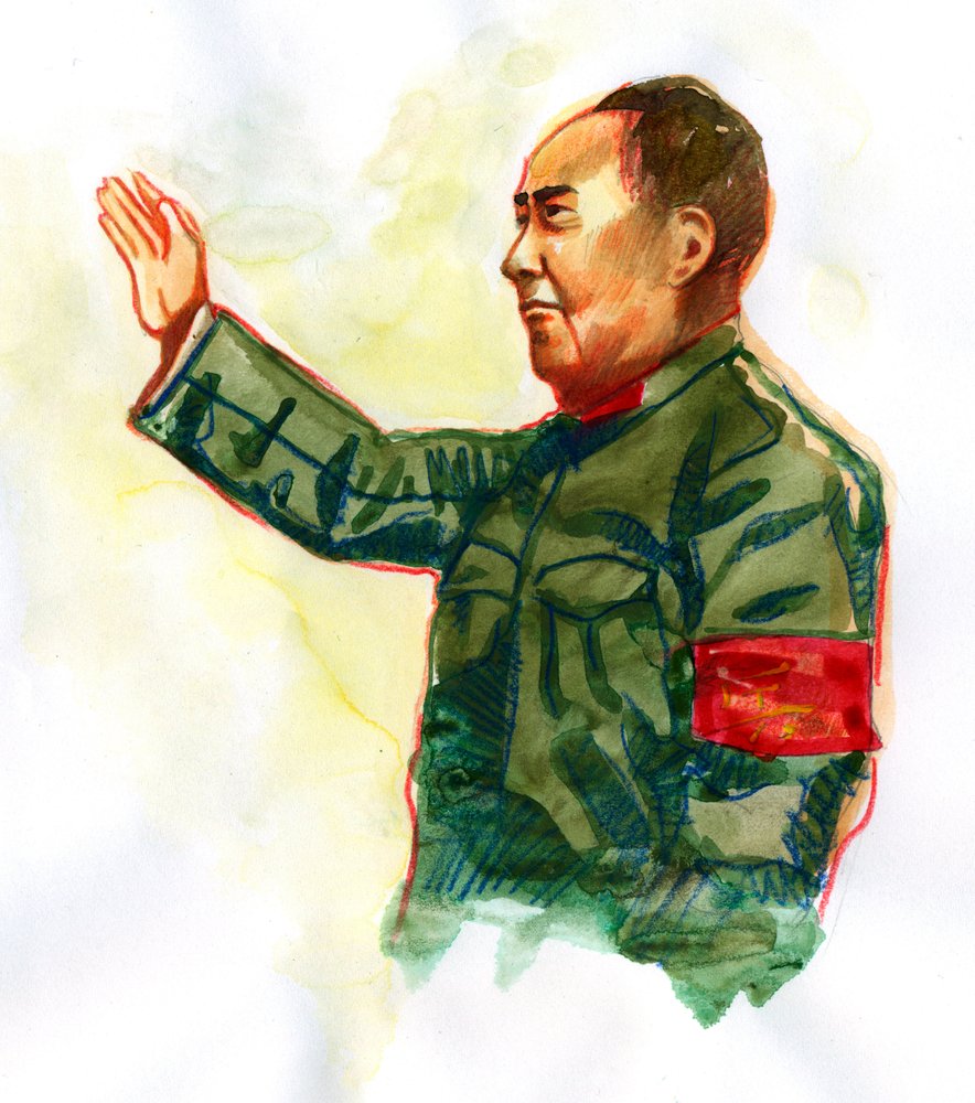 Portrait of Mao Zedong, Chinese Communist revolutionary and founding ...