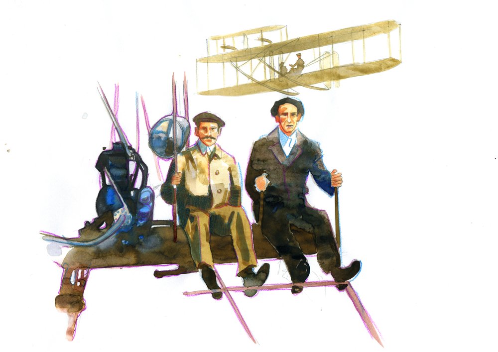 Portrait of Orville and Wilbur Wright by Alessandro Lonati