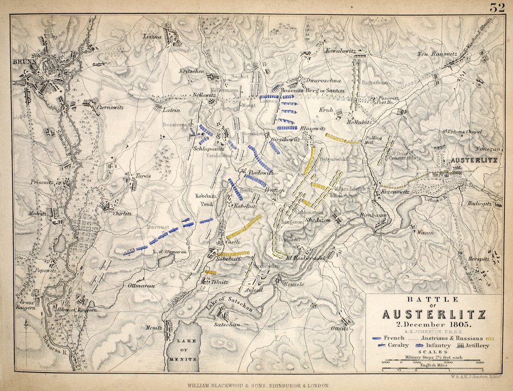 Map of the Battle of Austerlitz, published by William Blackwood and ...