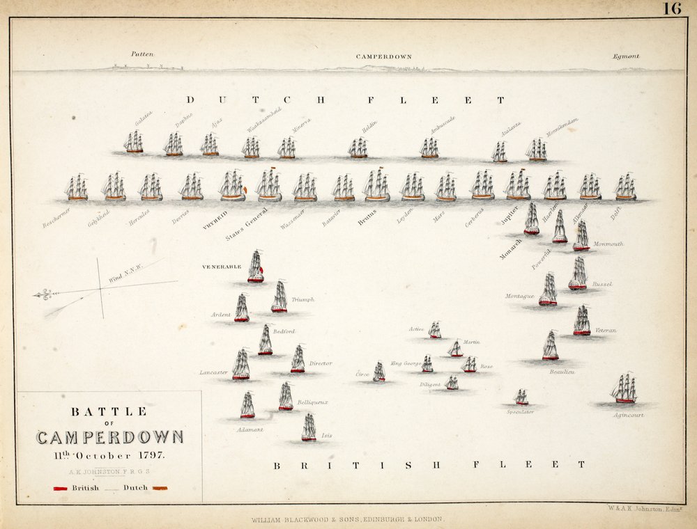 Map of the Battle of Camperdown, published by William Blackwood and ...