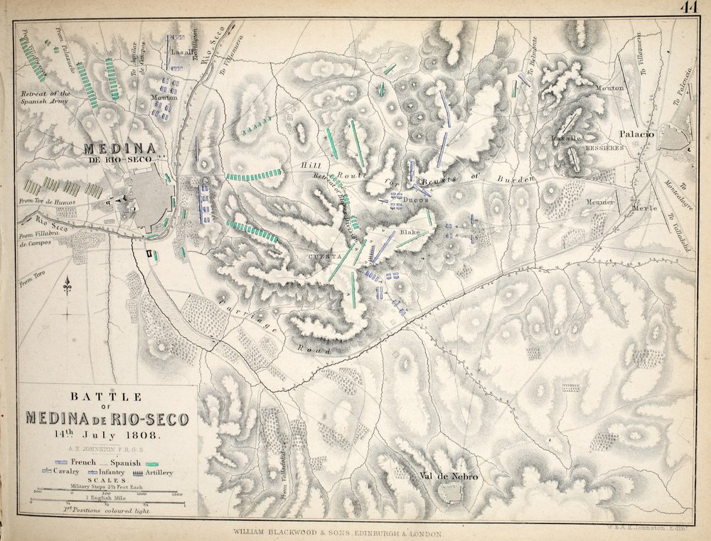 Map of the Battle of Medina de Rio-Seco, published by William Blackwood ...