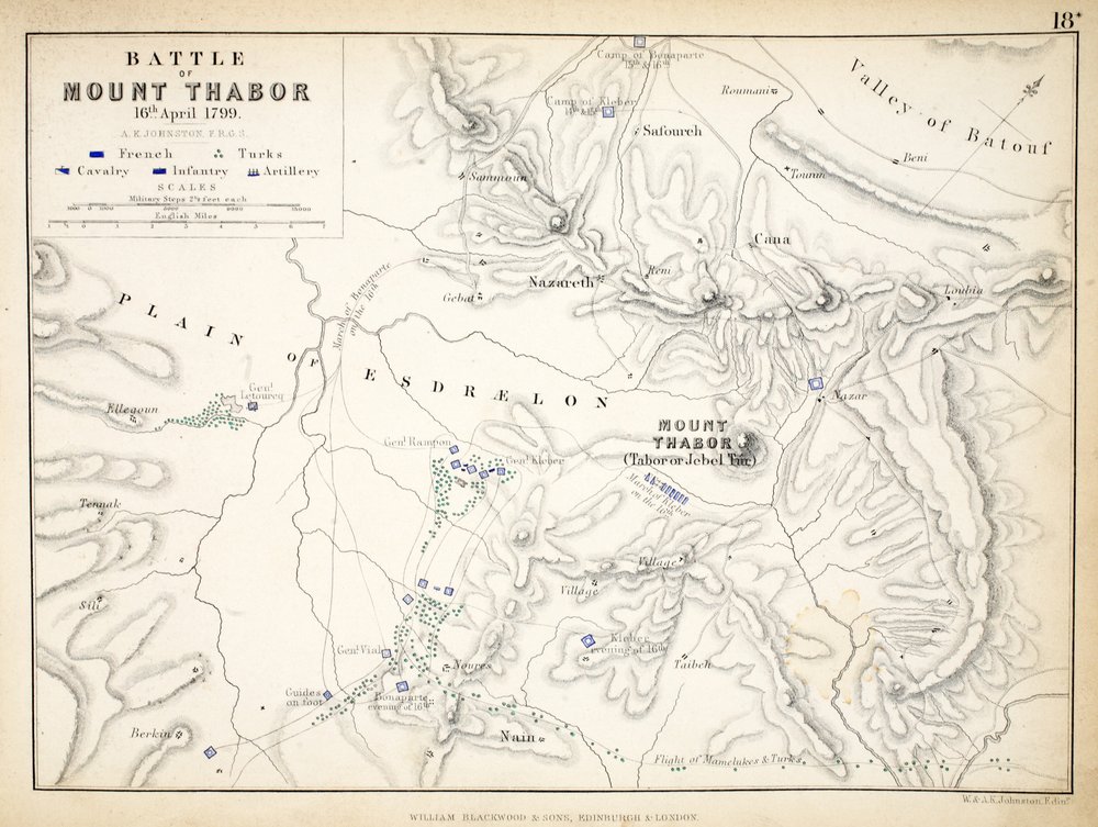 Map of the Battle of Mount Thabor, published by William Blackwood and ...