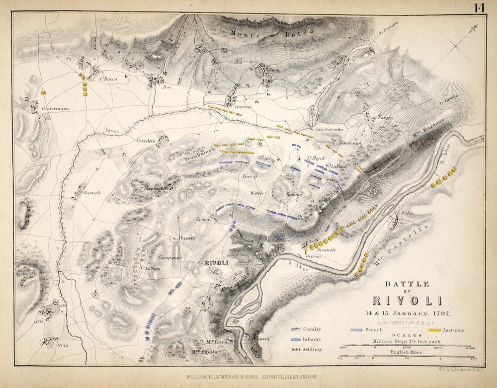 Map of the Battle of Rivoli, published by William Blackwood and Sons ...