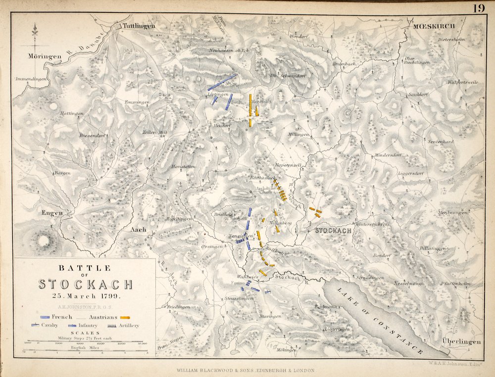 Map of the Battle of Stockach, published by William Blackwood and Sons ...
