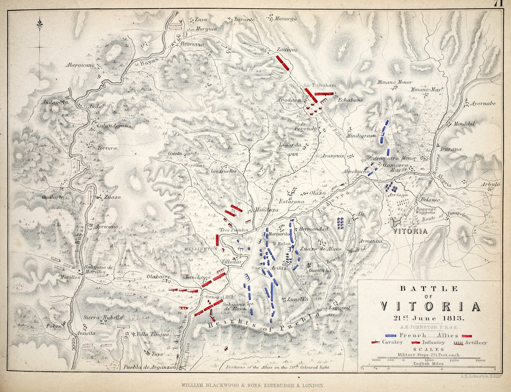 Map of the Battle of Vitoria, published by William Blackwood and Sons ...