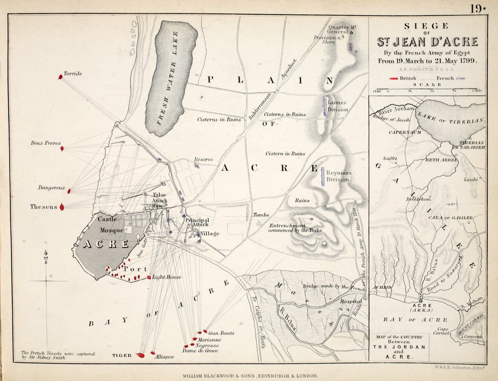 Map of the Siege of St. Jean d'Acre, Published by William Blackwood and ...