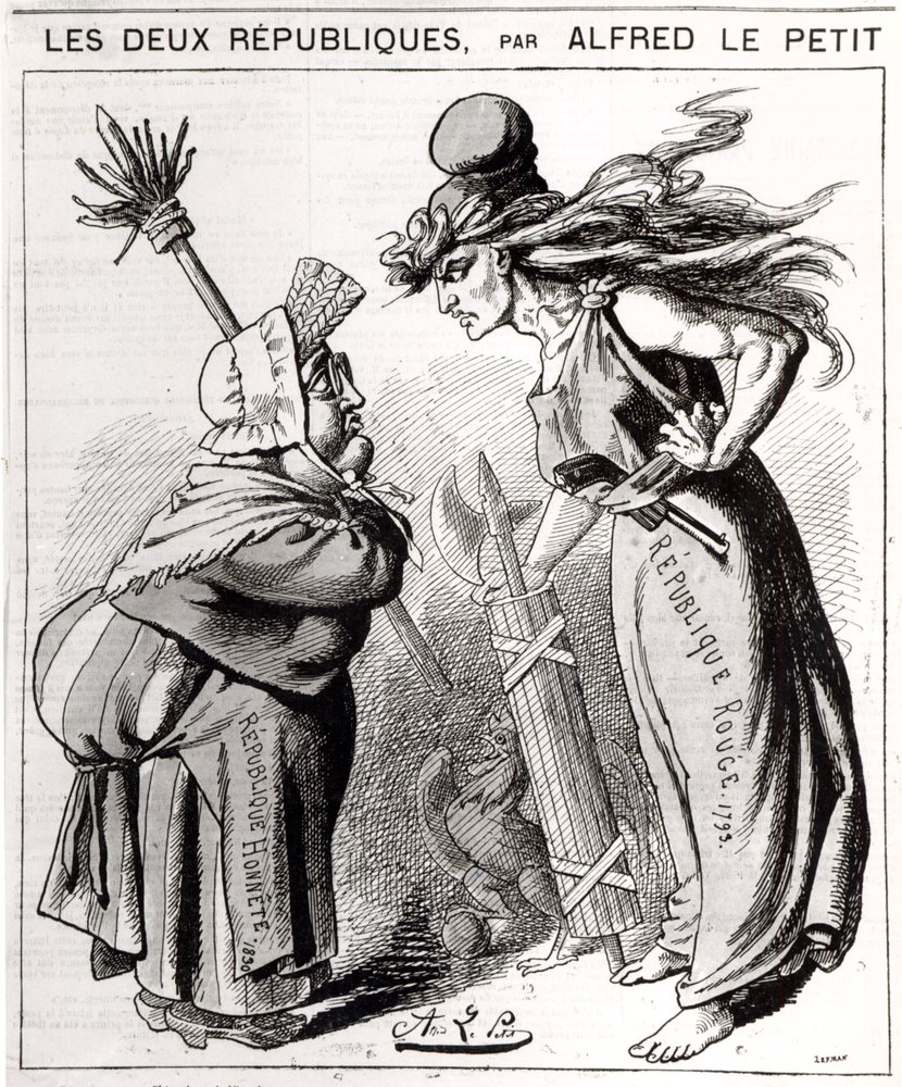 Cartoon depicting the Social French Republic against the Conservative ...