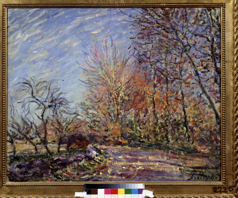 At the edge of the forest in Fontainebleau. Painting by Alfred Sisley ...