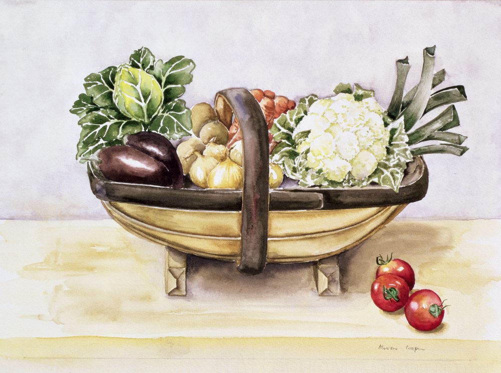 Still Life with a Trug of Vegetables by Alison Cooper
