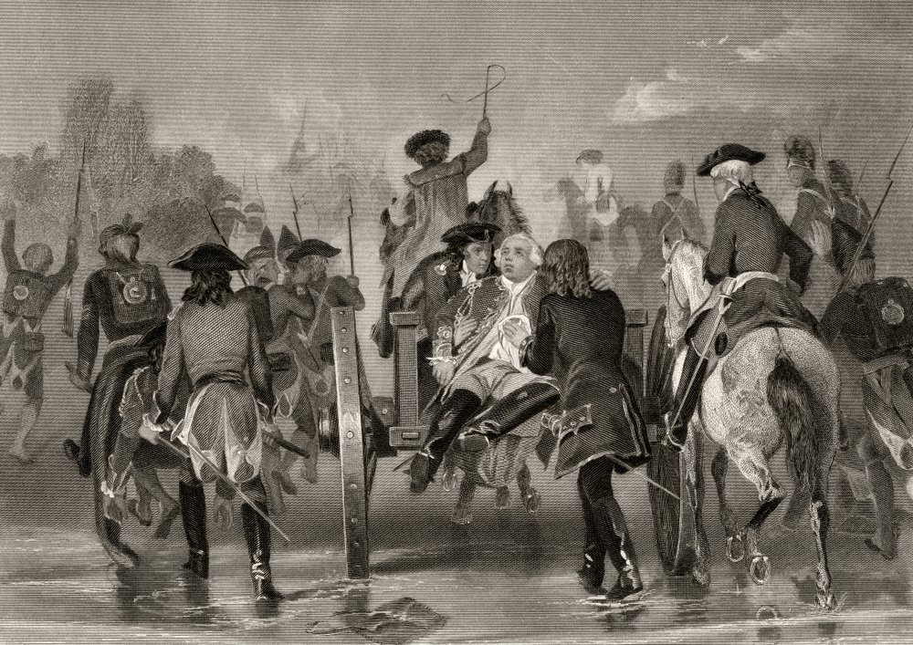 Mortally Wounded General Edward Braddock Retreats from the Monongahela ...