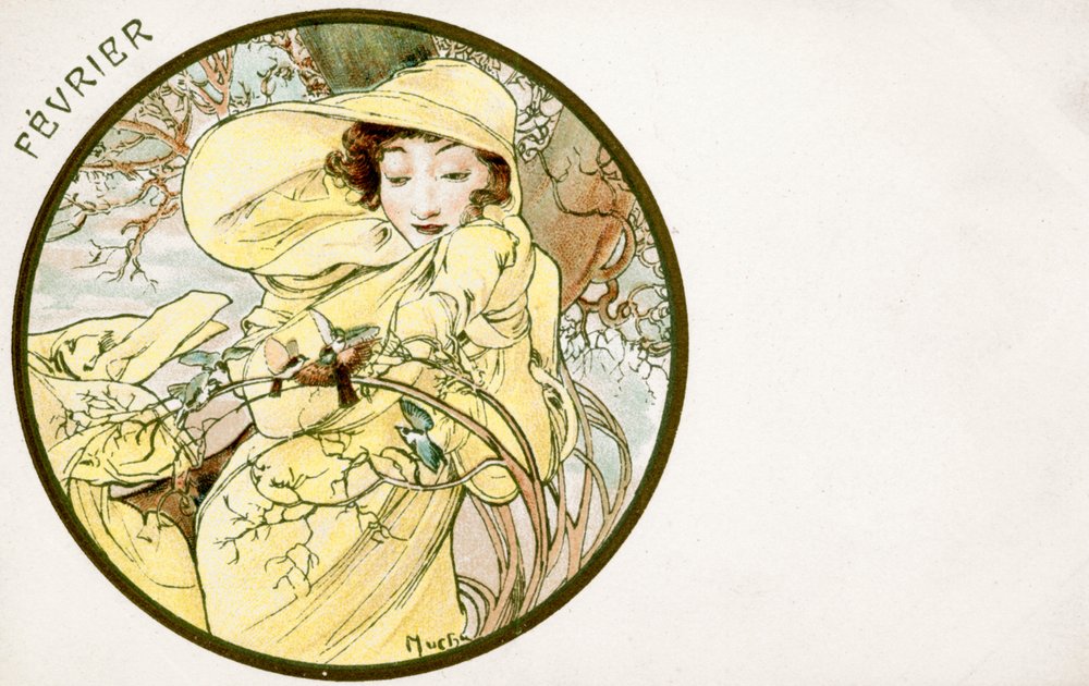 February by Alphonse Mucha: Highest-quality art reproduction