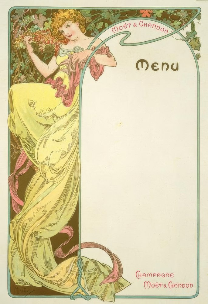 Moët & Chandon / Menu by Alphonse Mucha: Fine art print