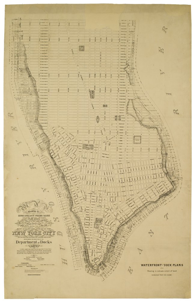 Map Showing the High and Low Water Mark and the Original City Grants of ...