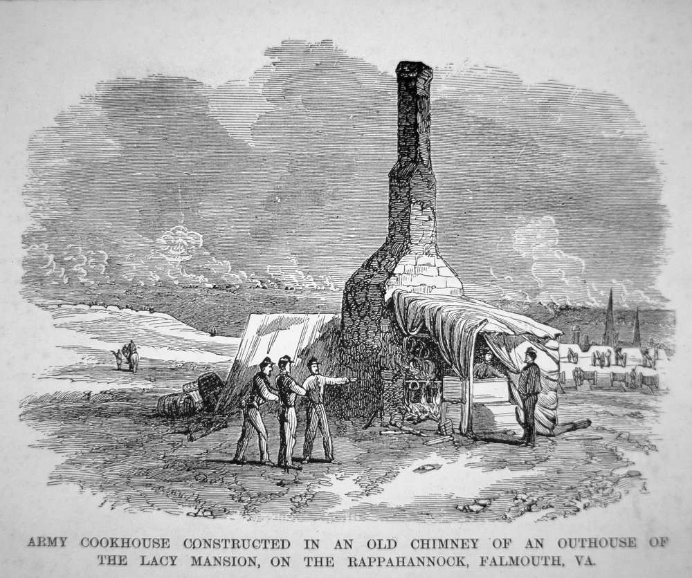Army cookhouse constructed in an old chimney of an outhouse of the Lacy ...