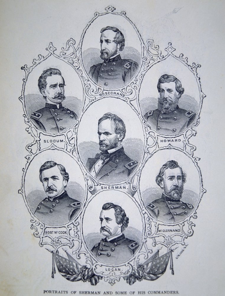 General William Tecumseh Sherman (1820-91) and some of his Union Army ...