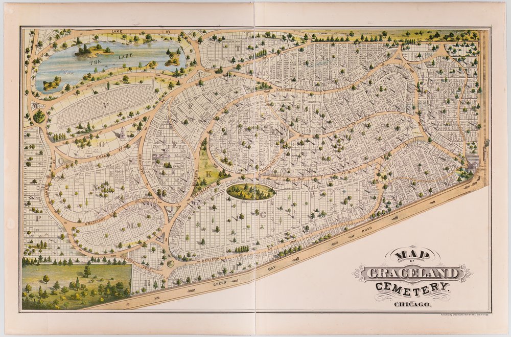 Map of Graceland Cemetery, c.1875 by American School