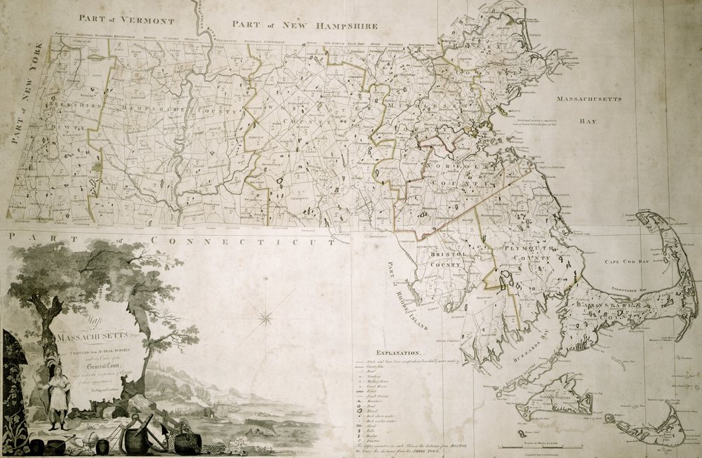 Map of the state of Massachusetts, 1801 by American School