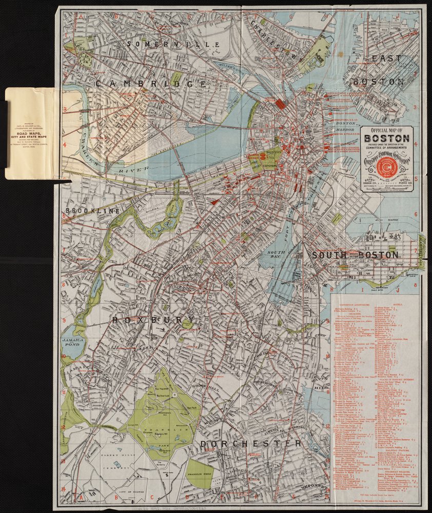 Official map of Boston by American School: Fine art print